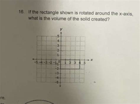 Solved 16 If The Rectangle Shown Is Rotated Around The X Axis What Is The Volume Of The Solid