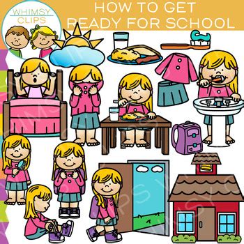 How To Get Ready For School Sequencing And Routines Clip Art By Whimsy