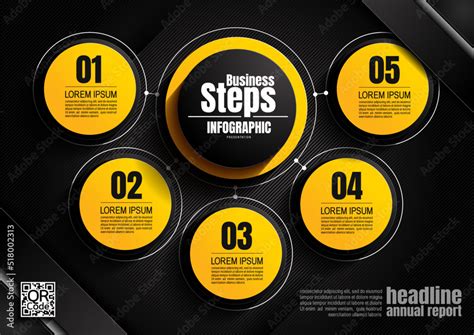 Infographics Design Circle 5 Process Chart Diagram Template For Presentation Workflow Abstract