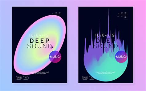 테크노 파티 브로셔에 대한 밝은 결함 쿨 클럽 포스터 후투 Dj에 대한 스톡 벡터 아트 및 기타 이미지 Dj 리듬 모양 Istock