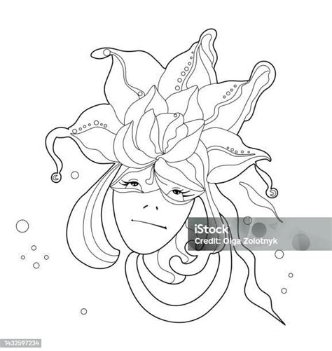 꽃 요정아름다운 판타지 소녀 꽃 선형 흑백 벡터 그래픽 일러스트레이션 색칠 공부 꽃 식물에 대한 스톡 벡터 아트 및 기타 이미지 꽃 식물 낙서 드로잉 립스틱 Istock