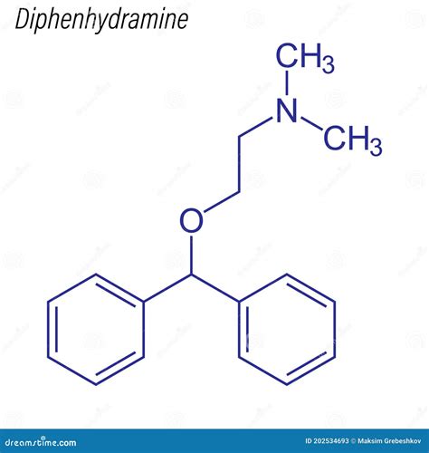 Diphenhydramine Molecular Structure 3d Model Molecule Benadryl Structural Chemical Formula