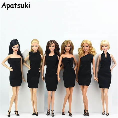 Koupit 6pcslot Black Little Dress For Barbie Doll Sex Evening Dresses Vestidoes Clothes For