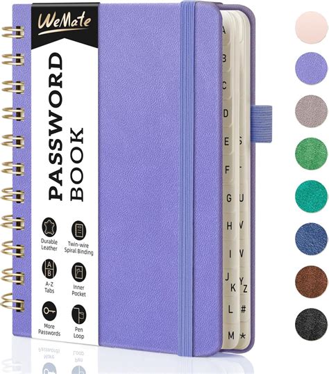 Wemate Spiral Password Book With Alphabetical Tabs Small Password