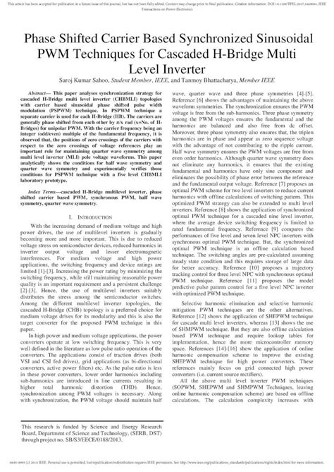 Pdf Phase Shifted Carrier Based Synchronized Sinusoidal Pwm
