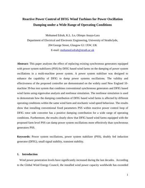 Pdf Reactive Power Control Of Dfig Wind Turbines For Power · Pdf File1 Reactive Power