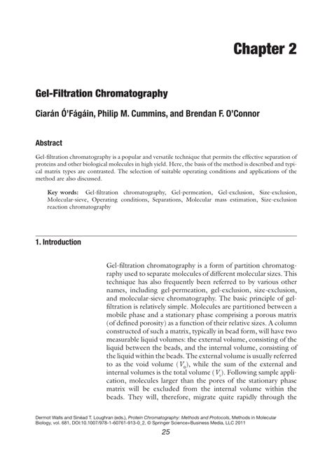 Pdf Gel Filtration Chromatography