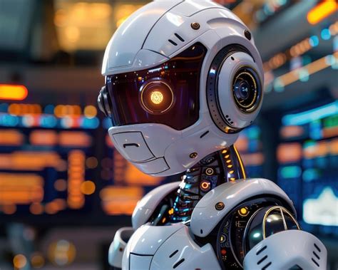 Futuristic Humanoid Robot In A High Tech Control Room With Advanced Artificial Intelligence And