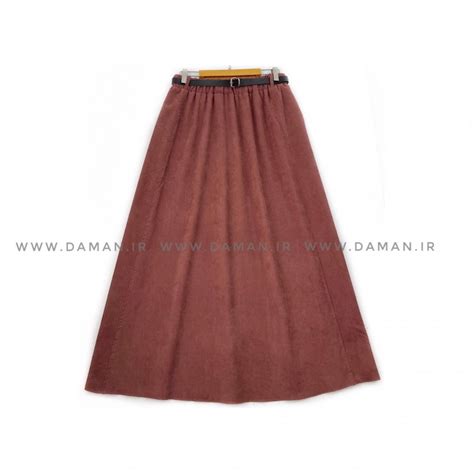 دامن مخمل کبریتی کالباسی قد 90 با کمربند کد 111