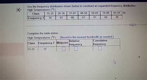 use the frequency distribution shown below to construct an expanded frequ