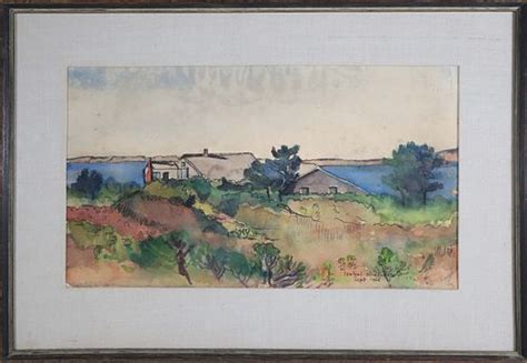 Isabel Nichols Watercolor On Paper Nantucket Landscape Circa 1966
