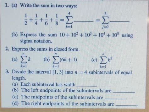 Solved A Write The Sum In Two Ways Chegg Com