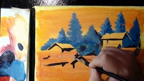 Как нарисовать пейзаж акрилом просто Живопись акрилом за 20 минут Смотреть онлайн в поиске