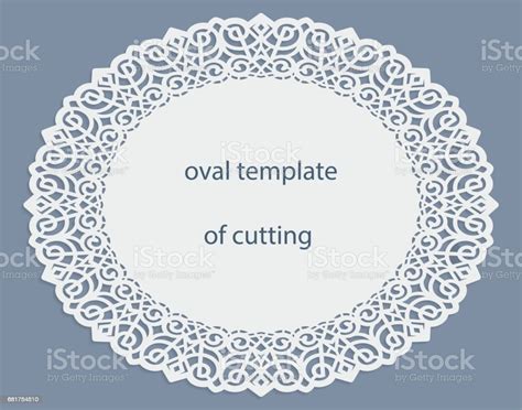 오픈 워크 타원형 테두리와 인사말 카드 케이크 아래 종이 Doily 절단을위한 템플릿 결혼식 초대장 장식 플레이트는 레이저 컷