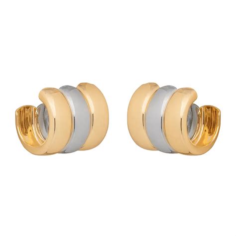 Emberly Gold And Silver Rhodium Plated Two Tone Chunky 3 Row Hoop Earrings