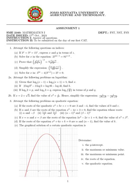assignment 1 b pdf equations mathematical objects