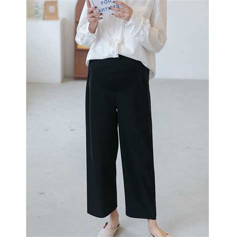 กางเกงขายาวใส่ทำงานสำหรับแม่ท้องโดยเฉพาะ ผ้าดีใส่สบายมาก ทรงสวย ไม่ต้องรีด สีดำ Line Shopping
