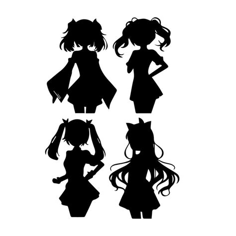 Silhouette Girl In Anime Style Vector Illustration Free 40510491 Vector