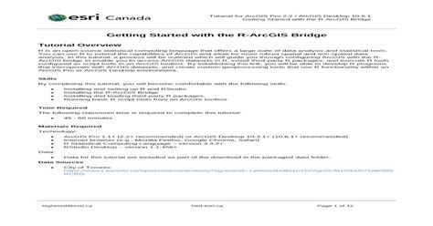 Download Pdf Getting Started With The R Arcgis Bridge · Tutorial For