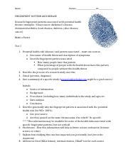 Fingerprint Patterns And Potential Health Risks A Research Course Hero