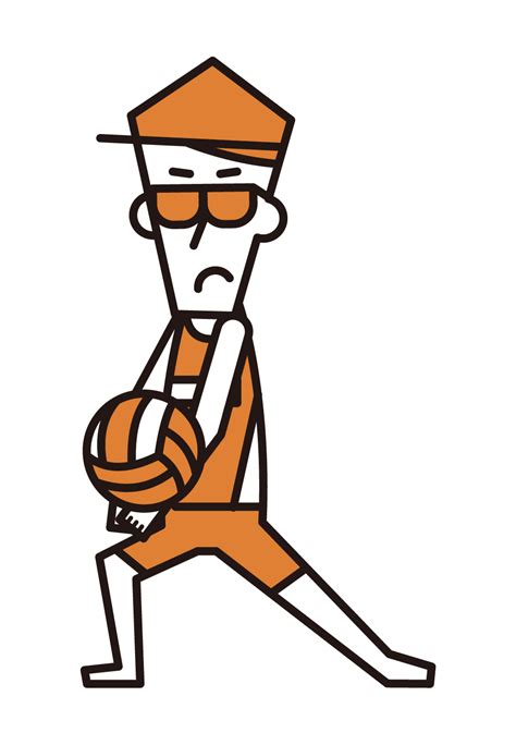 비치발리볼 선수남성가 받는 모습의 일러스트 무료 일러스트 소재집 Kukukeke