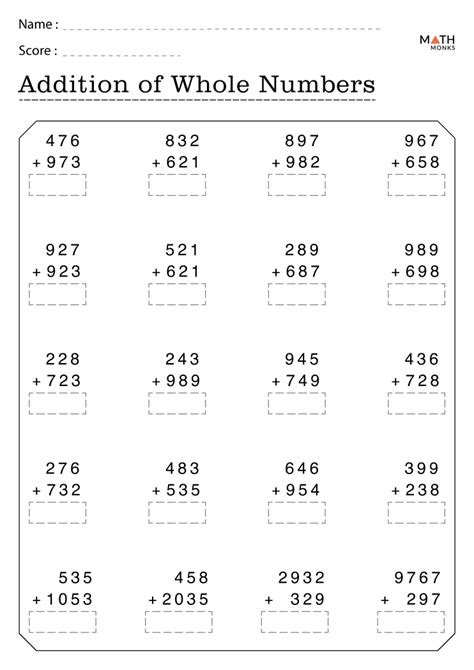 4th Grade Addition Worksheets With Answer Key Worksheets Library