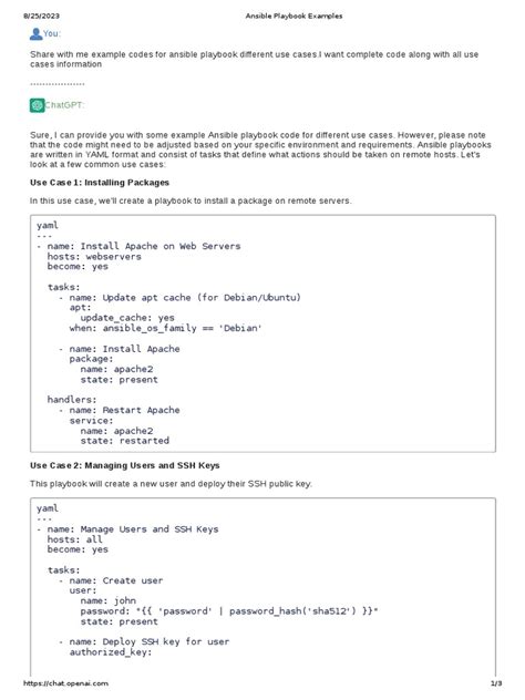 Ansible Playbook Examples Pdf World Wide Web Internet And Web