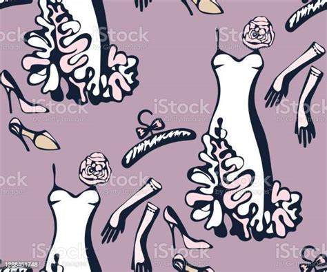 손으로 그린 벡터 클래식 의류 및 액세서리 손으로 그린 잉크 그림 현대 장식 장식 배경 벡터 패턴입니다 직물 천 벽지 스크랩북인쇄 0명에 대한 스톡 벡터 아트 및 기타