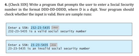 Answered 4 Check Ssn Write A Program That Bartleby