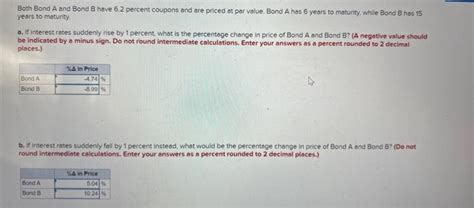Solved Both Bond A And Bond B Have Percent Coupons And Chegg Com