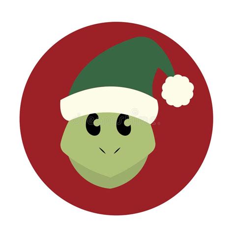Cute Turtle Avatar With A Winter Hat Icon Stock Illustration