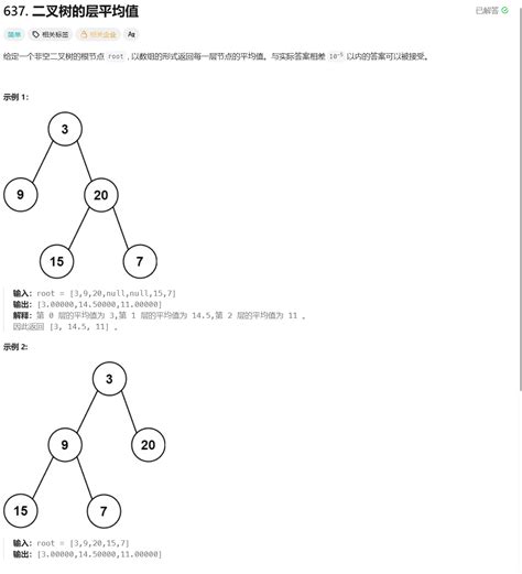 力扣面试150题 二叉树的层平均值 Csdn博客