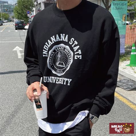Amero 愛馬歐 男裝 女裝 長袖圓領大學美式風格印花 寬鬆版型 落肩 情侶裝 Pchome 24h購物