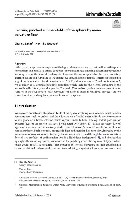 Pdf Evolving Pinched Submanifolds Of The Sphere By Mean Curvature Flow
