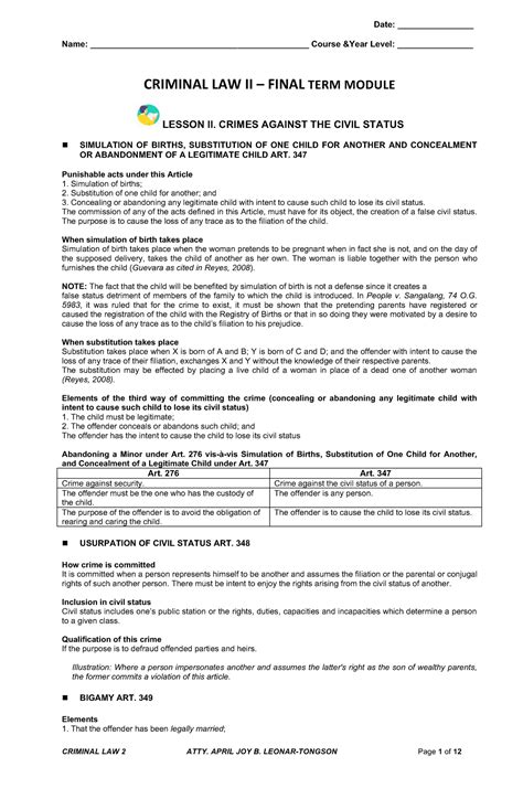 Clj 4 Crim 2final Module Lesson 2 3 Name