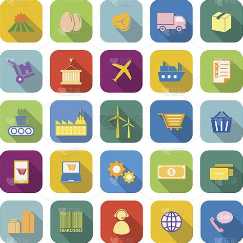 供应链彩色图标的长阴影