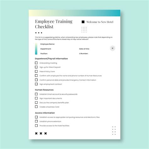 Free Vector Training Checklist Template Design
