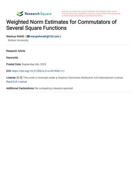 Pdf Weighted Norm Estimates For Commutators Of Several Square Functions