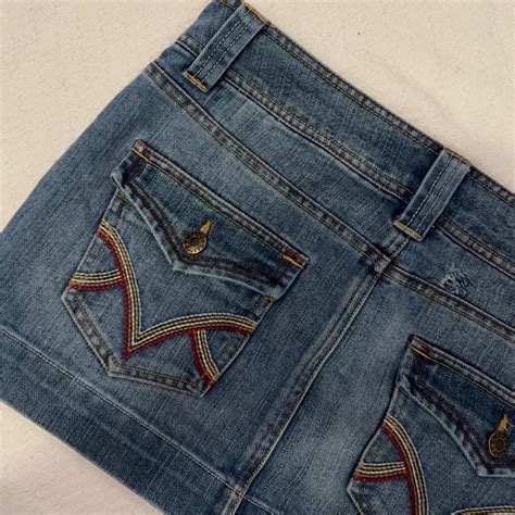 Low Waist Denim Mini Skirt Buttons On Back Pockets Depop