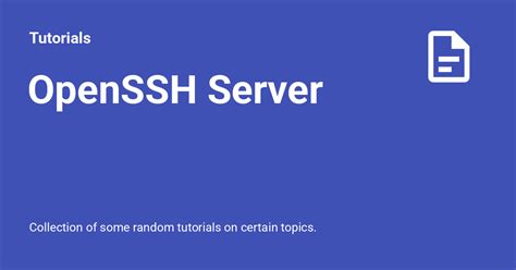 Openssh Server Tutorials