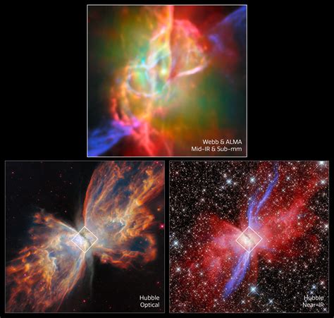 Butterfly Nebula Ngc 6302 Hubble And Webb Alma Images Stacked