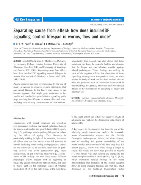 Pdf Separating Cause From Effect How Does Insulin Igf Signalling