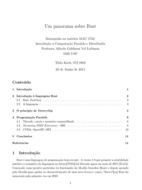 Linguagem De Programação Rust Pdf C Thread Informática