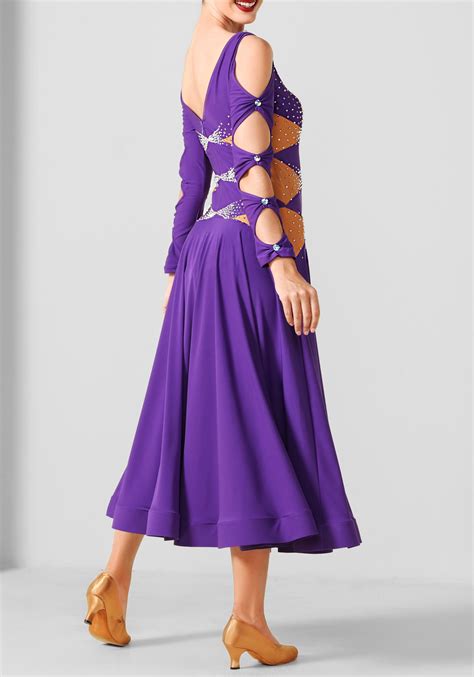 Purple Luxury Crepe Ballroom Smooth Practice Dance Dress