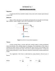 Expt No Circular Motion Docx EXPERIMENT No UNIFORM CIRCULAR MOTION Objective To