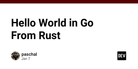 Hello World In Go From Rust DEV Community