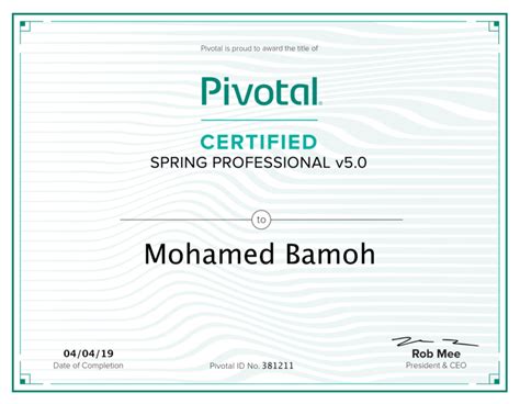 Mohamed Bamoh On Linkedin Certified Pivotal Springframework Springboot