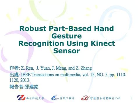 Ppt Robust Part Based Hand Gesture Recognition Using Kinect Sensor Powerpoint Presentation