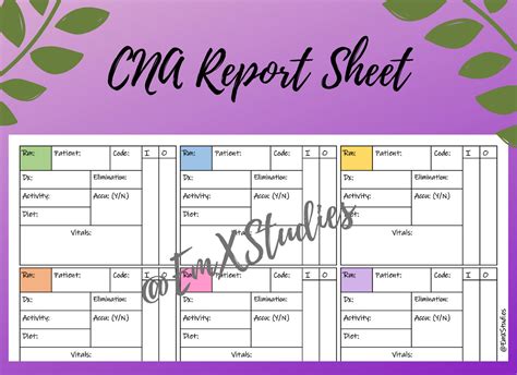 Nursing Assistant Report Sheet Templates
