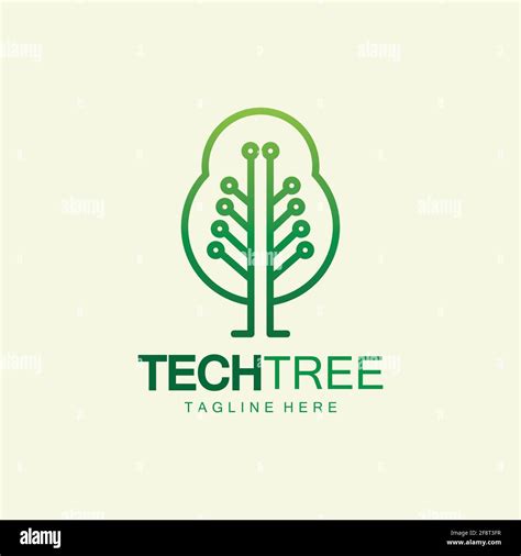 Tech Tree Logo Concept Green Network Technology Logo Vector Tech Tree Electrical Circuit Digital